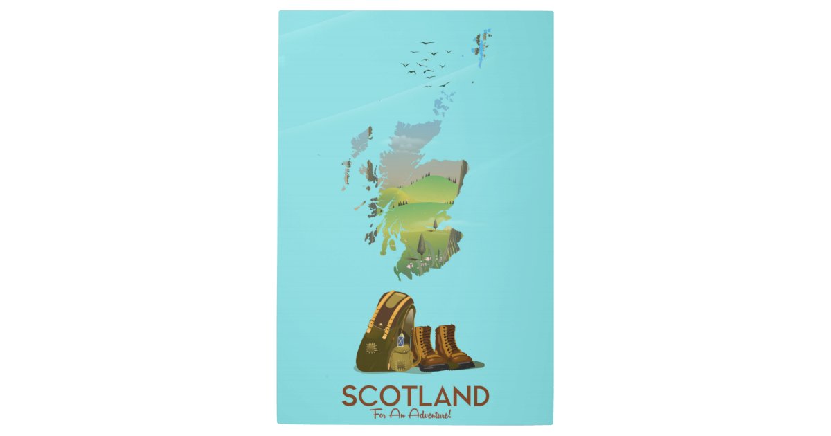 Scotland vintage hiking travel map poster | Zazzle