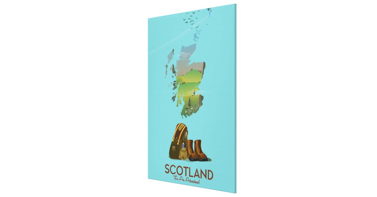 Scotland vintage hiking travel map poster canvas print | Zazzle