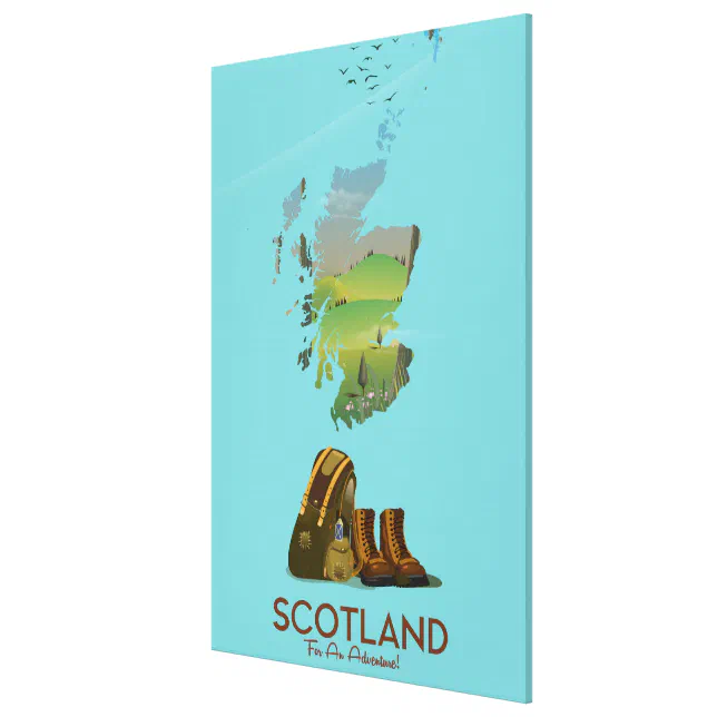 Scotland vintage hiking travel map poster canvas print | Zazzle