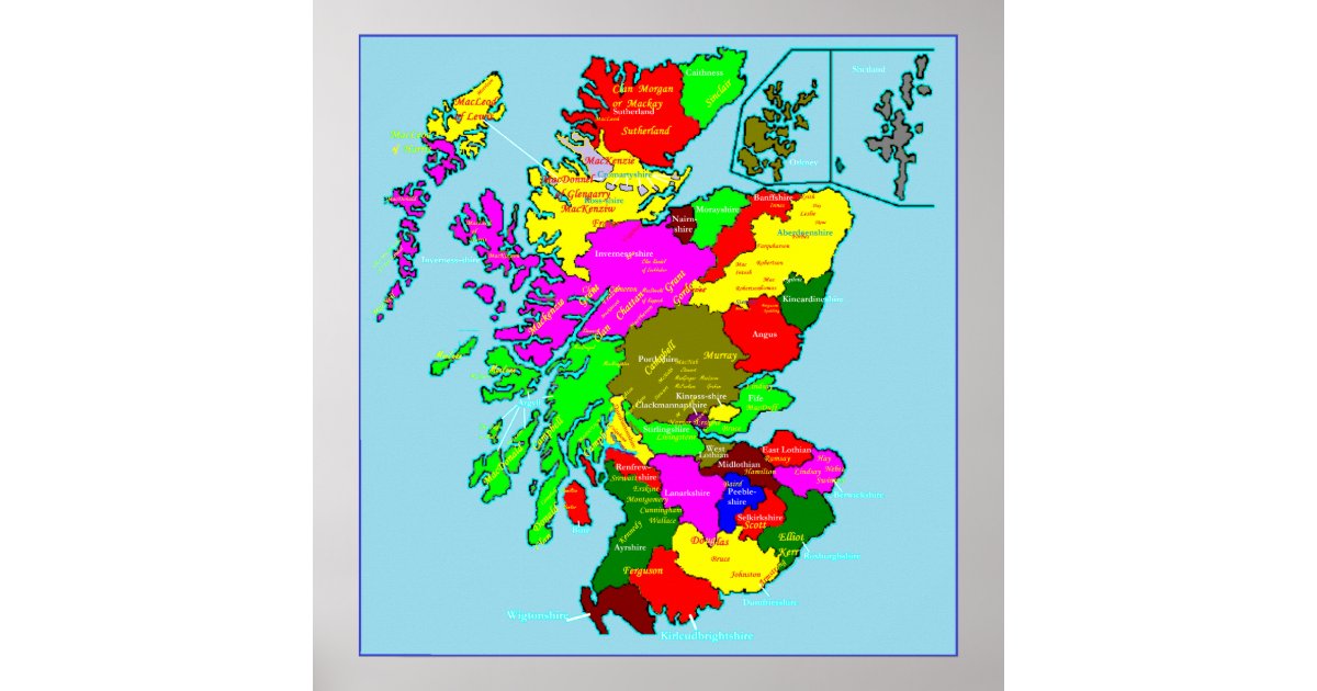 Scotland's Shires and Clans Poster | Zazzle