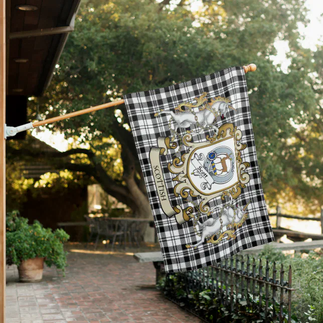Scott Black - White Modern Tartan Flag Clan Badge | Zazzle