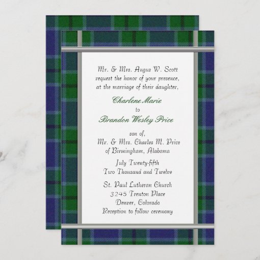 Scott Tartan Plaid Wedding Invitation | Zazzle