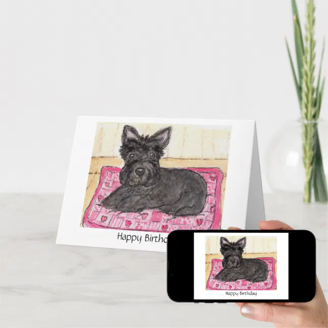 Scottie Dog art Birthday card Scottish terrier | Zazzle