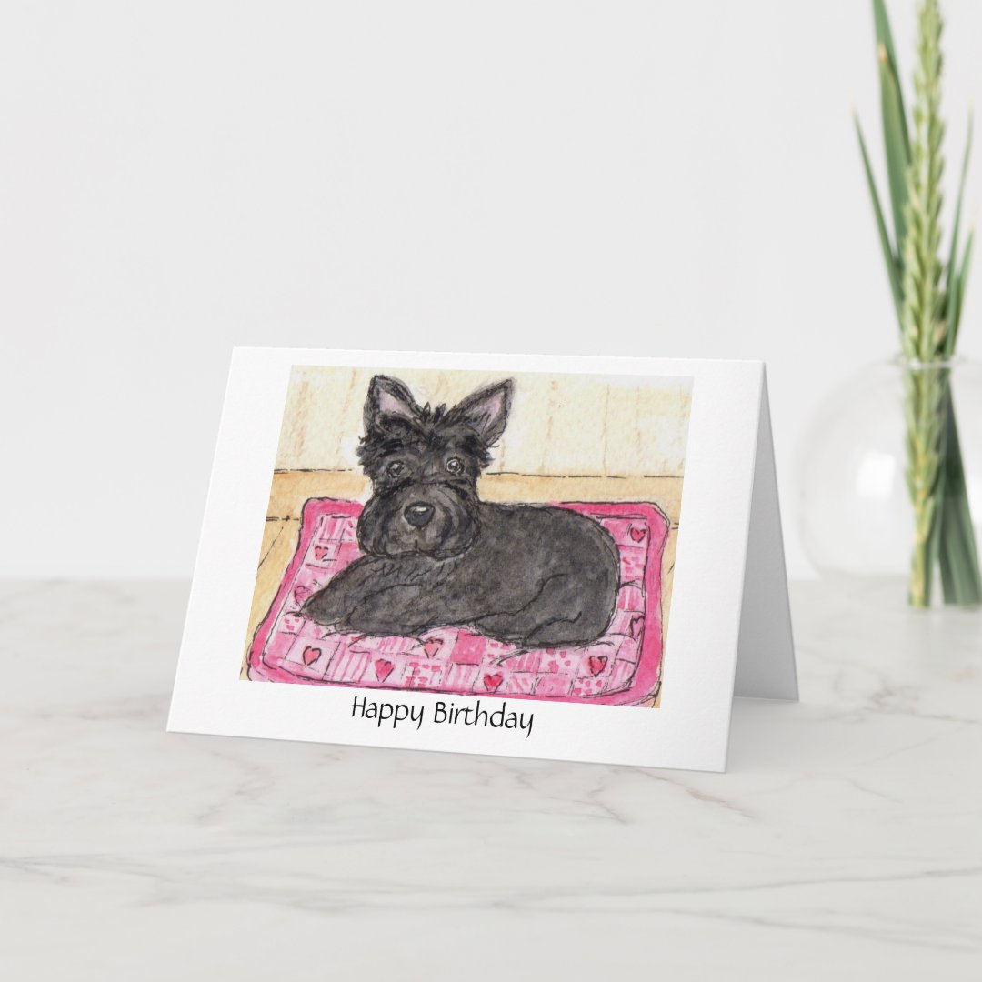 Scottie Dog art Birthday card Scottish terrier | Zazzle