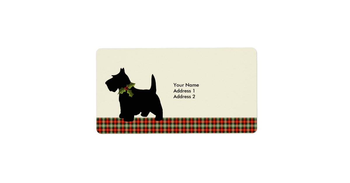 Scottie Dog Scotch Plaid Christmas Cute Label | Zazzle
