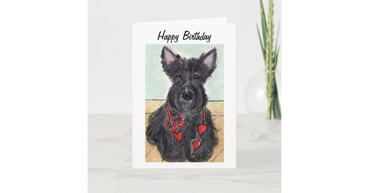 Scottie dog Scottish terrier birthday card art | Zazzle