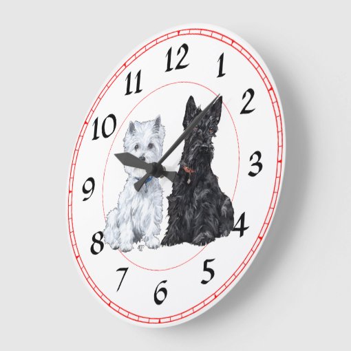 Scottie & Westie Clock | Zazzle