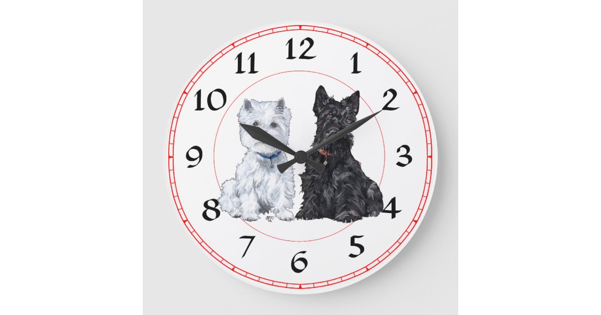 Scottie & Westie Clock | Zazzle