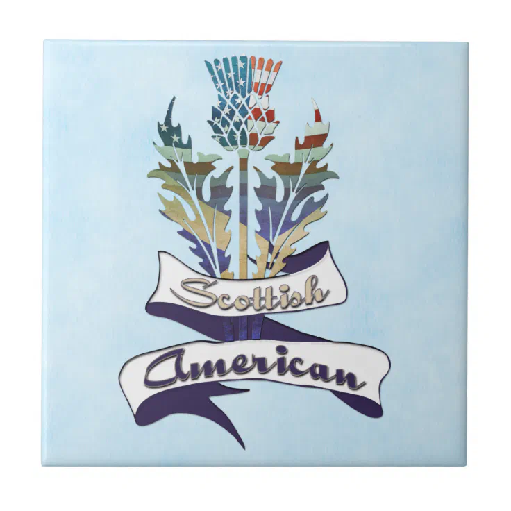 Scottish American Thistle Flags Tile | Zazzle