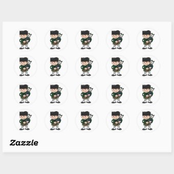 Scottish bagpiper playing bagpipes classic round sticker | Zazzle