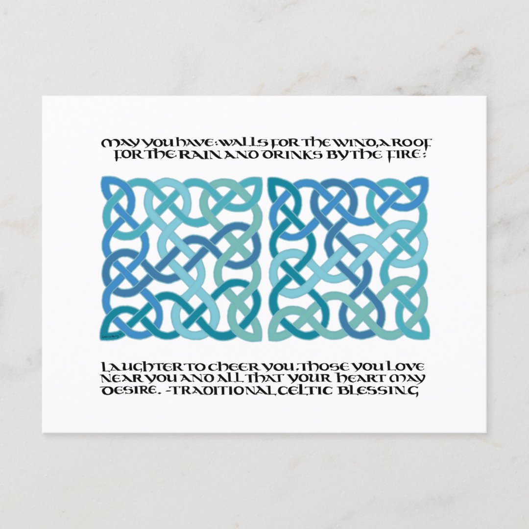 Scottish Blessing Calligraphy with Celtic Knots Postcard | Zazzle