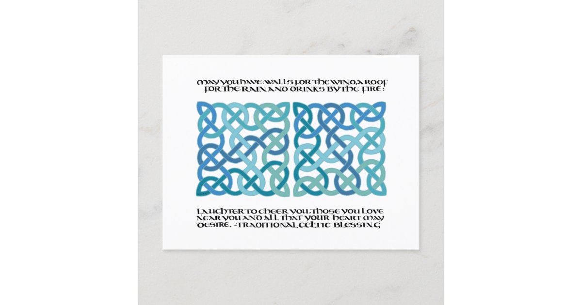 Scottish Blessing Calligraphy with Celtic Knots Postcard | Zazzle