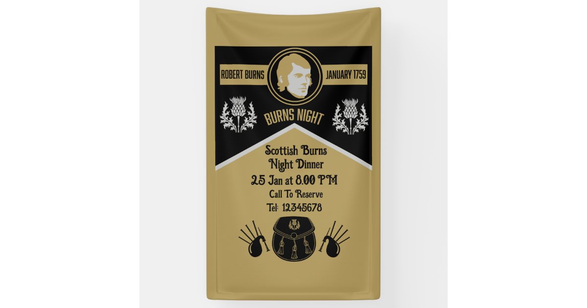 Scottish Burns Night Dinner Invite Banner | Zazzle