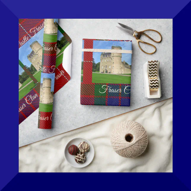 Scottish Castle Fraser Clan Tartan Wrapping Paper | Zazzle