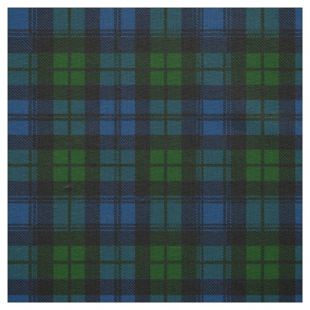 Plaid Clan Campbell Military Tartan Green Black Fabric | Zazzle