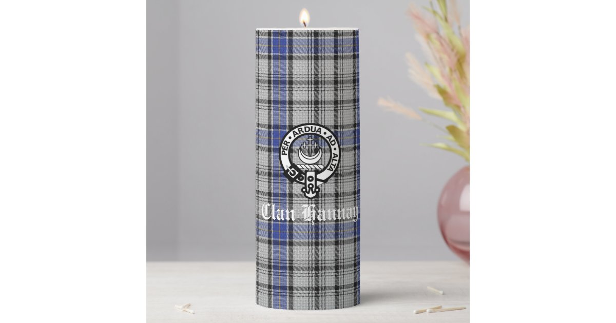 Scottish Clan Hannay Crest Badge And Tartan Custom Pillar Candle Zazzle
