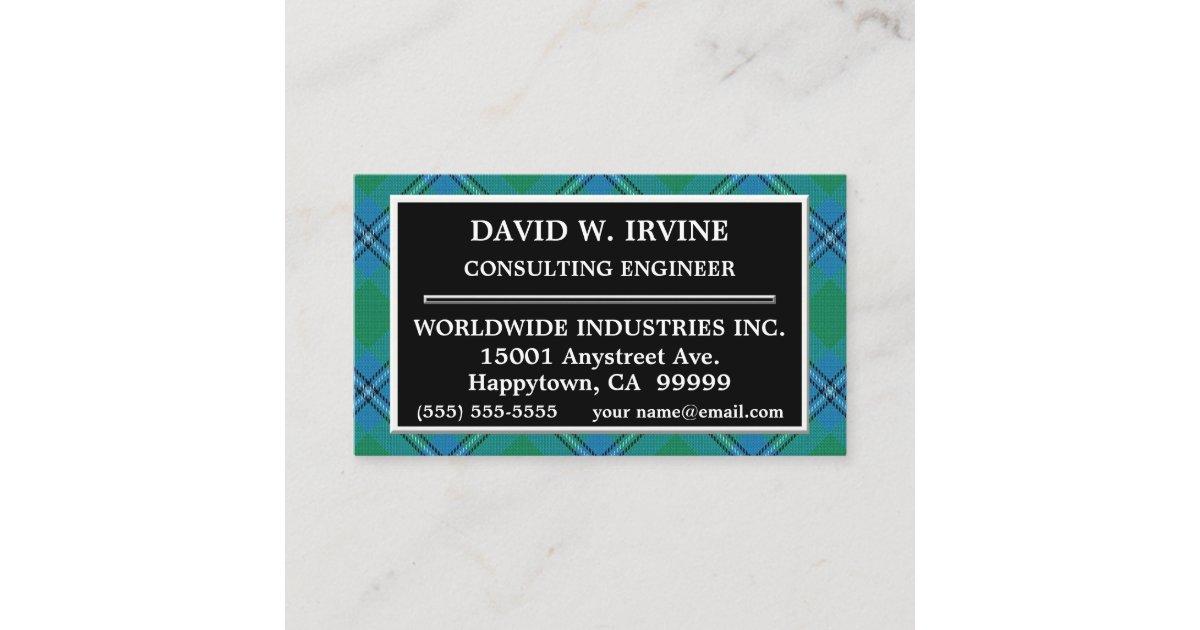 Scottish Clan Irvine Irwin Tartan Plaid Business Card | Zazzle
