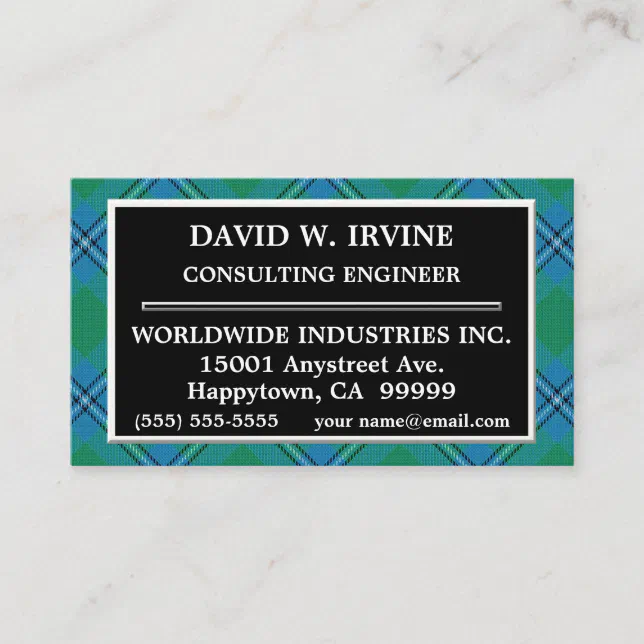 Scottish Clan Irvine Irwin Tartan Plaid Business Card | Zazzle