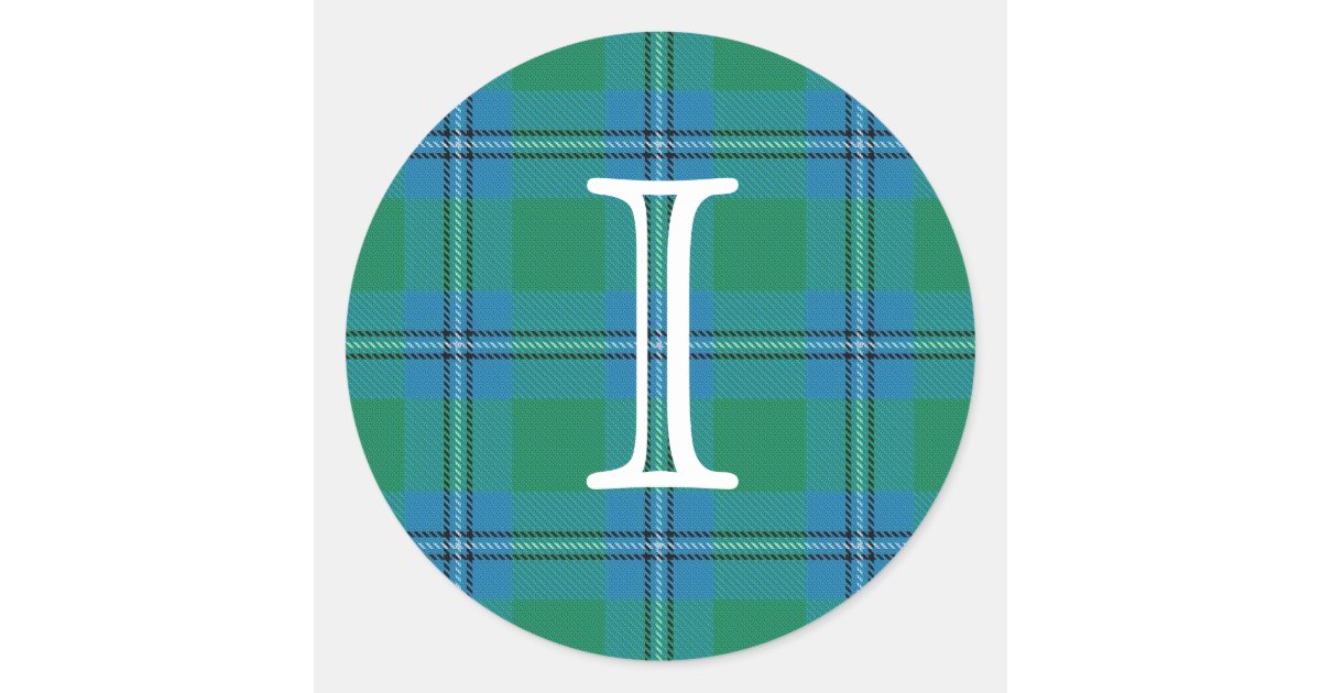 Scottish Clan Irvine Irwin Tartan With Monogram Classic Round Sticker ...