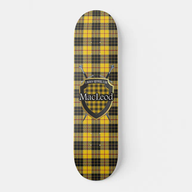 Scottish Clan MacLeod Tartan Shield Skateboard Deck | Zazzle
