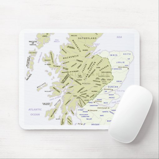 Scottish Clan Map of Scotland Mouse Pad | Zazzle