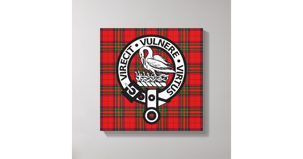 Scottish Clan Stuart Tartan and Crest Canvas Print | Zazzle