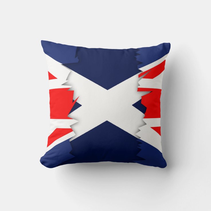 Scottish Flag, Union Jack Ripped Effect Pillow | Zazzle