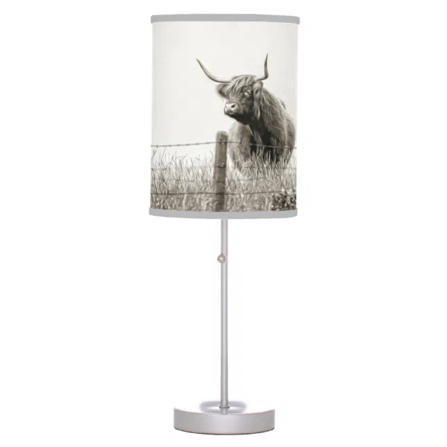 Scottish ginger Highland cow Table Lamp | Zazzle