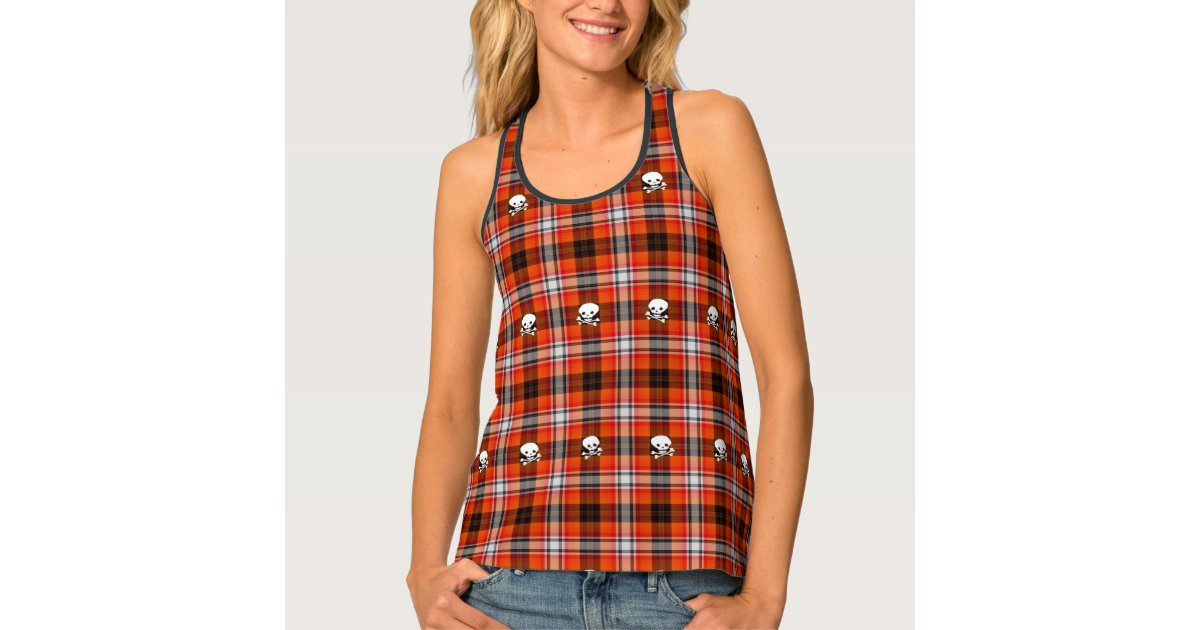 Scottish goth skulls plaid tank top | Zazzle