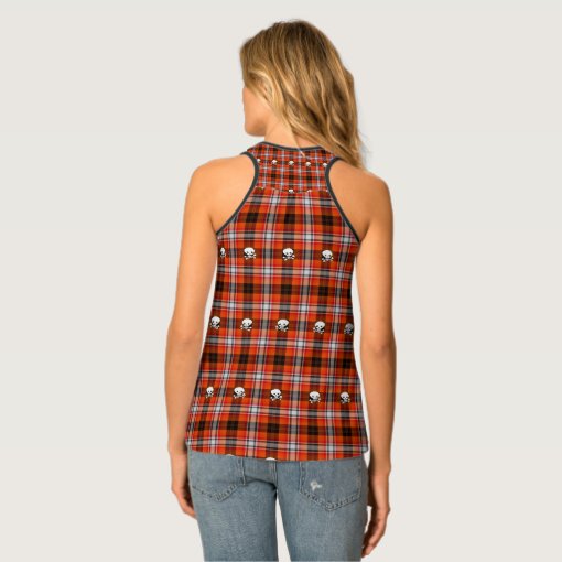 Scottish goth skulls plaid tank top | Zazzle