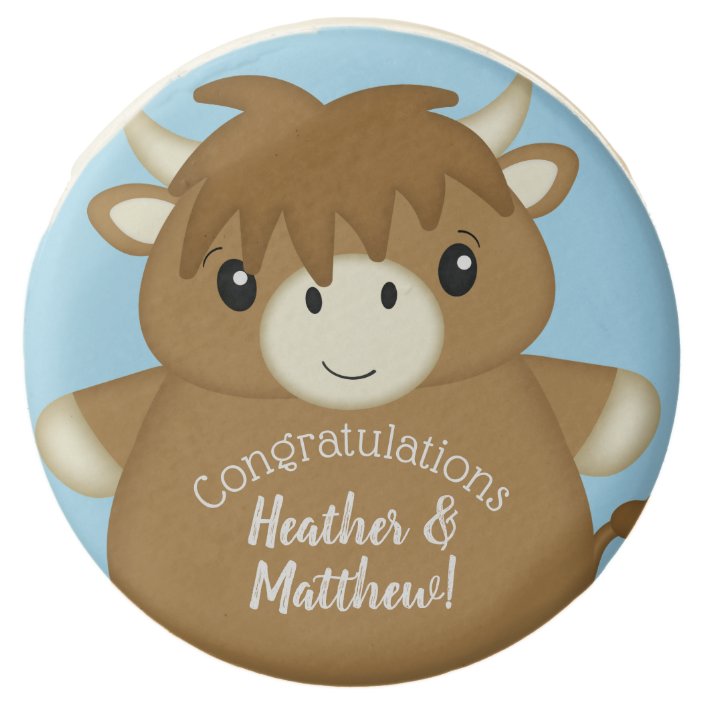 Scottish Highland Cow Baby Shower Blue Chocolate Covered Oreo | Zazzle.com