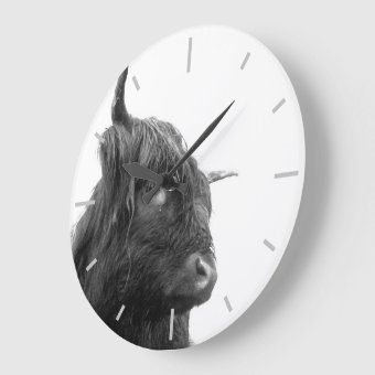 Scottish Highland cow Large Clock | Zazzle