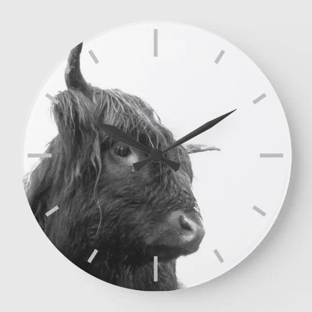 Scottish Highland cow Large Clock | Zazzle