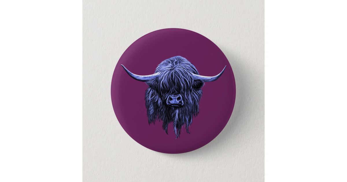 Scottish Highland Cow Pinback Button | Zazzle