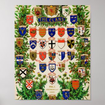 Scottish Highlander Clan Coat Of Arms Shields Poster | Zazzle