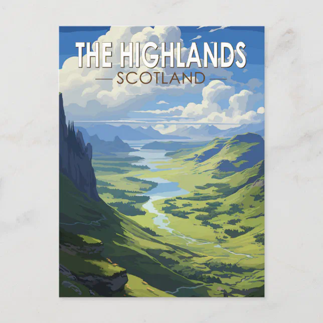 Scottish Highlands Scotland Travel Art Vintage Postcard | Zazzle