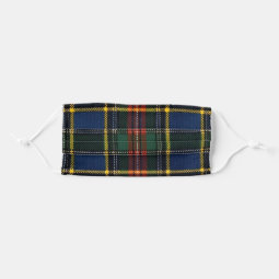 Scottish MacBeth clan red, blue tartan Adult Cloth Face Mask | Zazzle