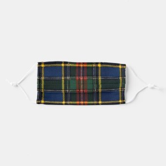 Scottish MacBeth clan red, blue tartan Adult Cloth Face Mask | Zazzle