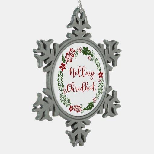 Scottish Merry Christmas Wreath, Nollaig Chridheil Snowflake Pewter ...