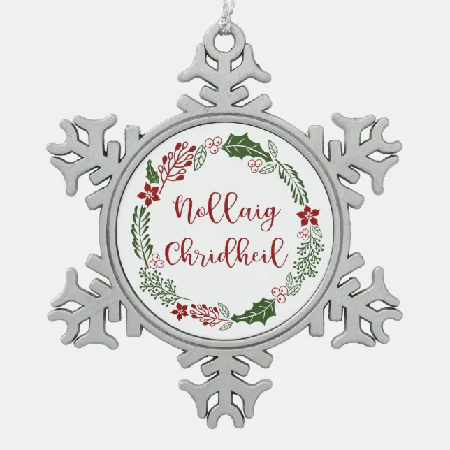 Scottish Merry Christmas Wreath, Nollaig Chridheil Snowflake Pewter ...
