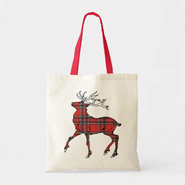 Scottish (Royal Stewart) Tartan Stag Tote-Bag Tote Bag | Zazzle