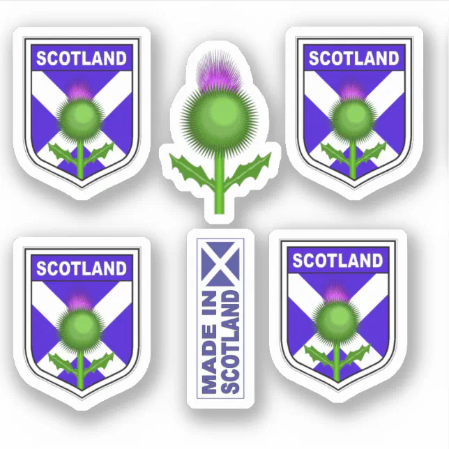Scottish shield flag thistle made in Scotland Sticker | Zazzle