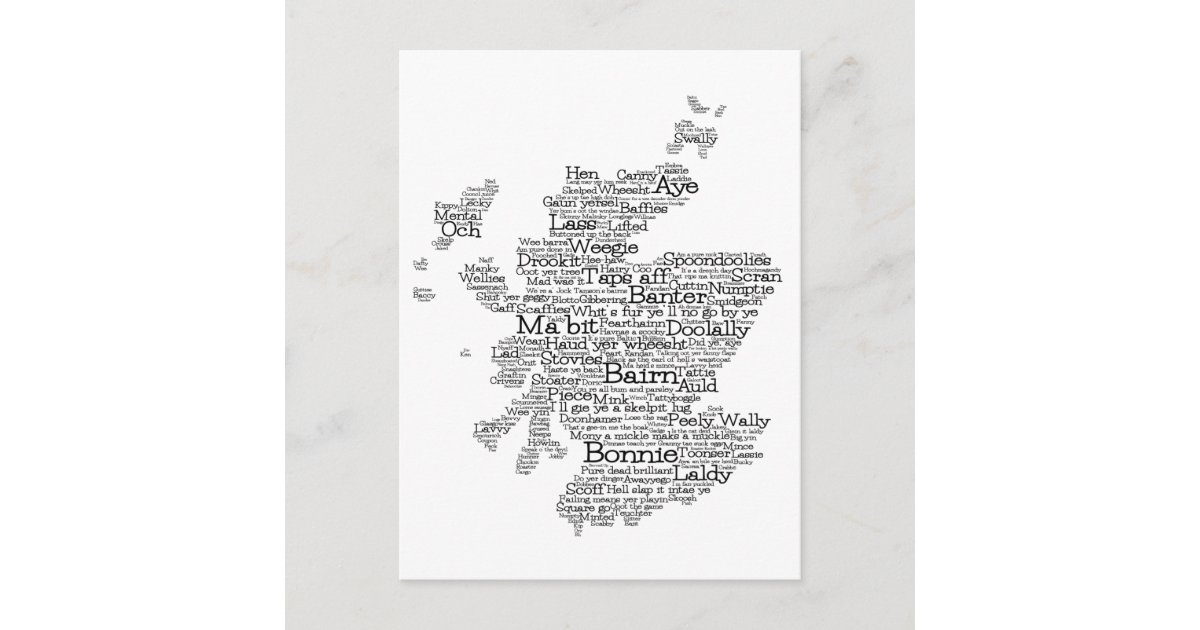 Scottish slang map postcard | Zazzle