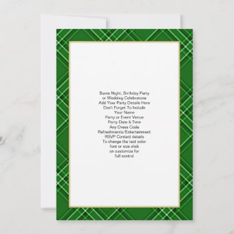Scottish Tartan Clan Plaid Personalized Party Invi Invitation | Zazzle