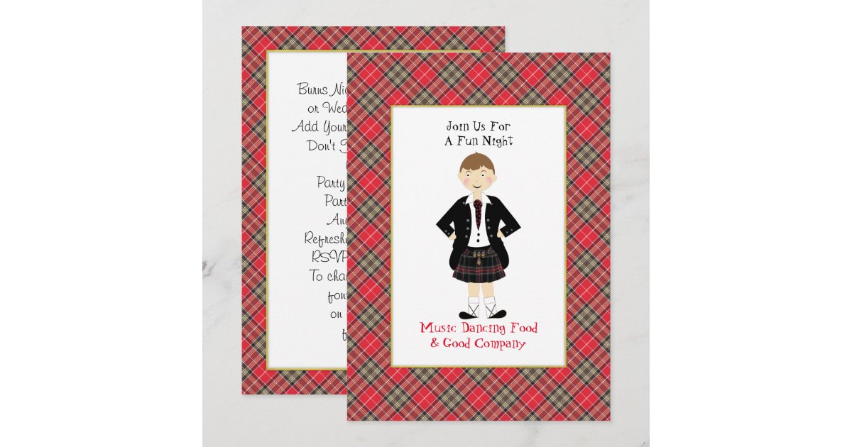 Scottish Tartan Clan Plaid Personalized Party Invitation | Zazzle