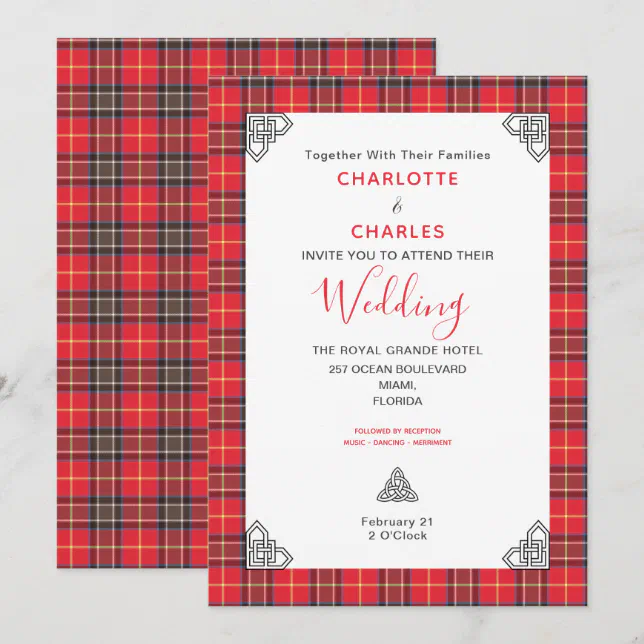 Scottish Tartan Plaid Celtic Symbols Wedding Invitation | Zazzle
