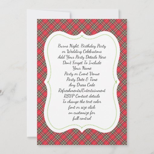 Scottish Tartan Themed Celebration Party Invitation | Zazzle
