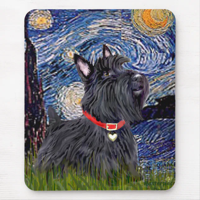 Scottish Terrier 6 - Starry Night (Vertical) Mouse Pad | Zazzle