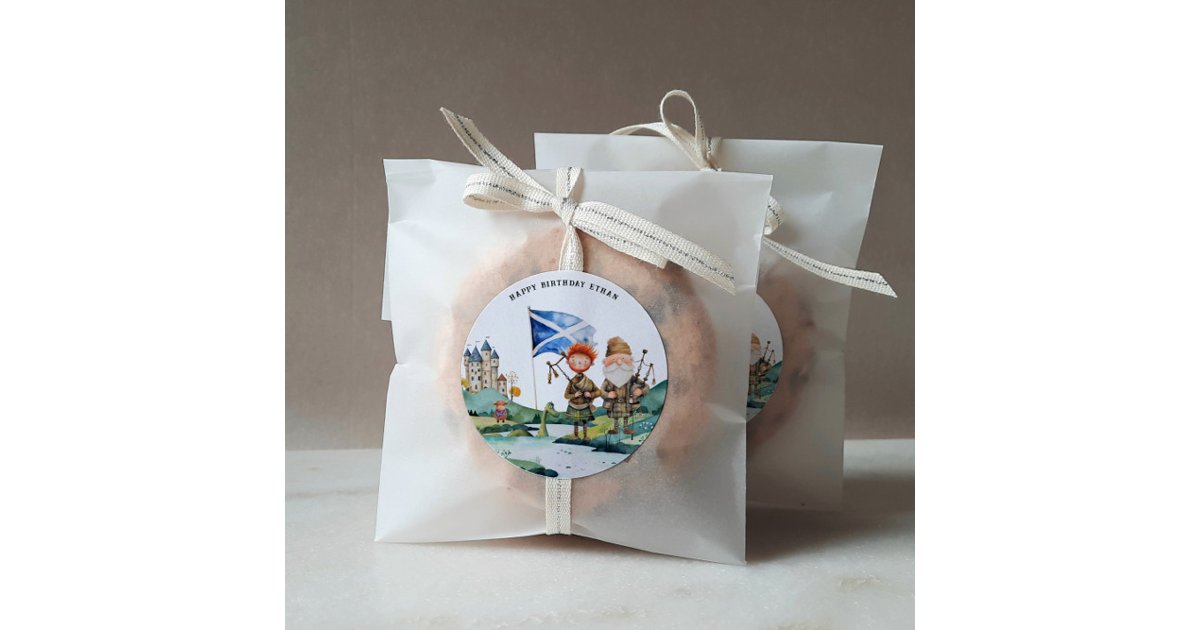 Scottish Themed Birthday Party Classic Round Sticker | Zazzle