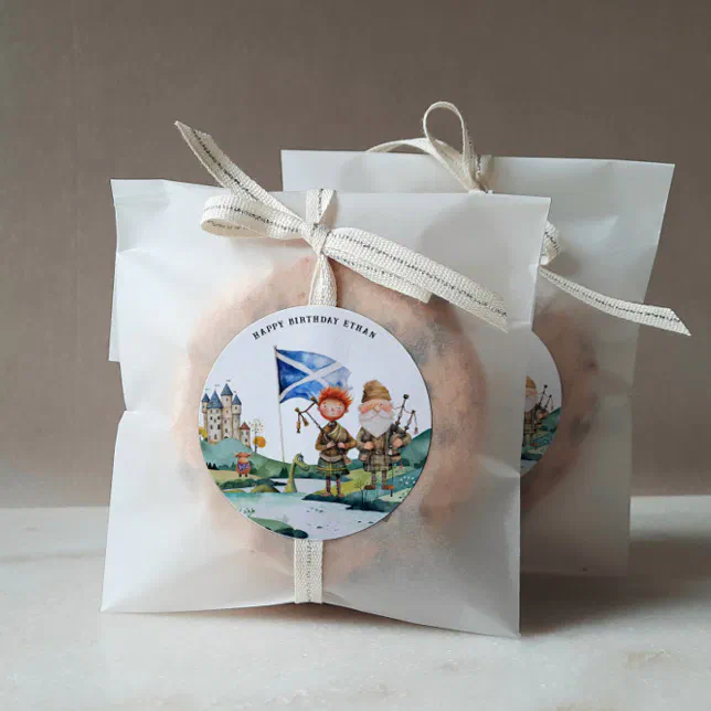 Scottish Themed Birthday Party Classic Round Sticker | Zazzle